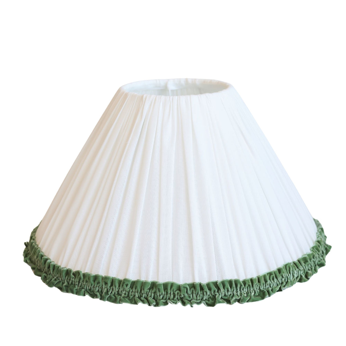 Green Trim Designer Ruffle Lamp Shade Velvet Trim